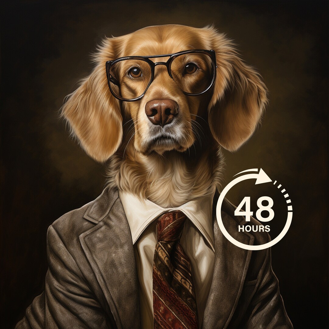 Custom Dog Portrait, Cat Portrait, Funny Dog Painting, Funny Gift ...