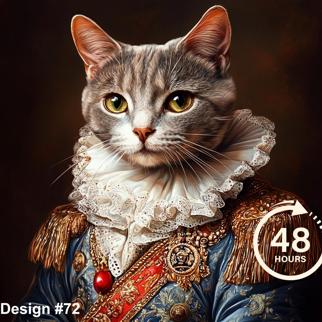 Custom Regal Pet Portrait, Royal Cat Painting, Pet Portrait, Royal Dog ...