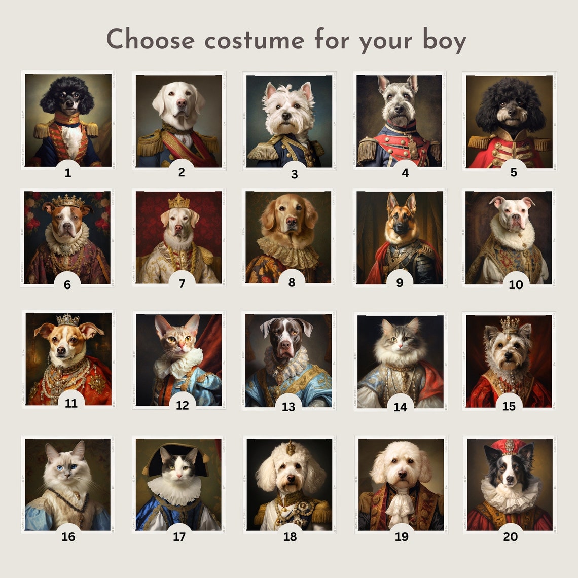 Custom Regal Dog Portrait From Photo, Royal Portrait, Pet Portrait Gift ...