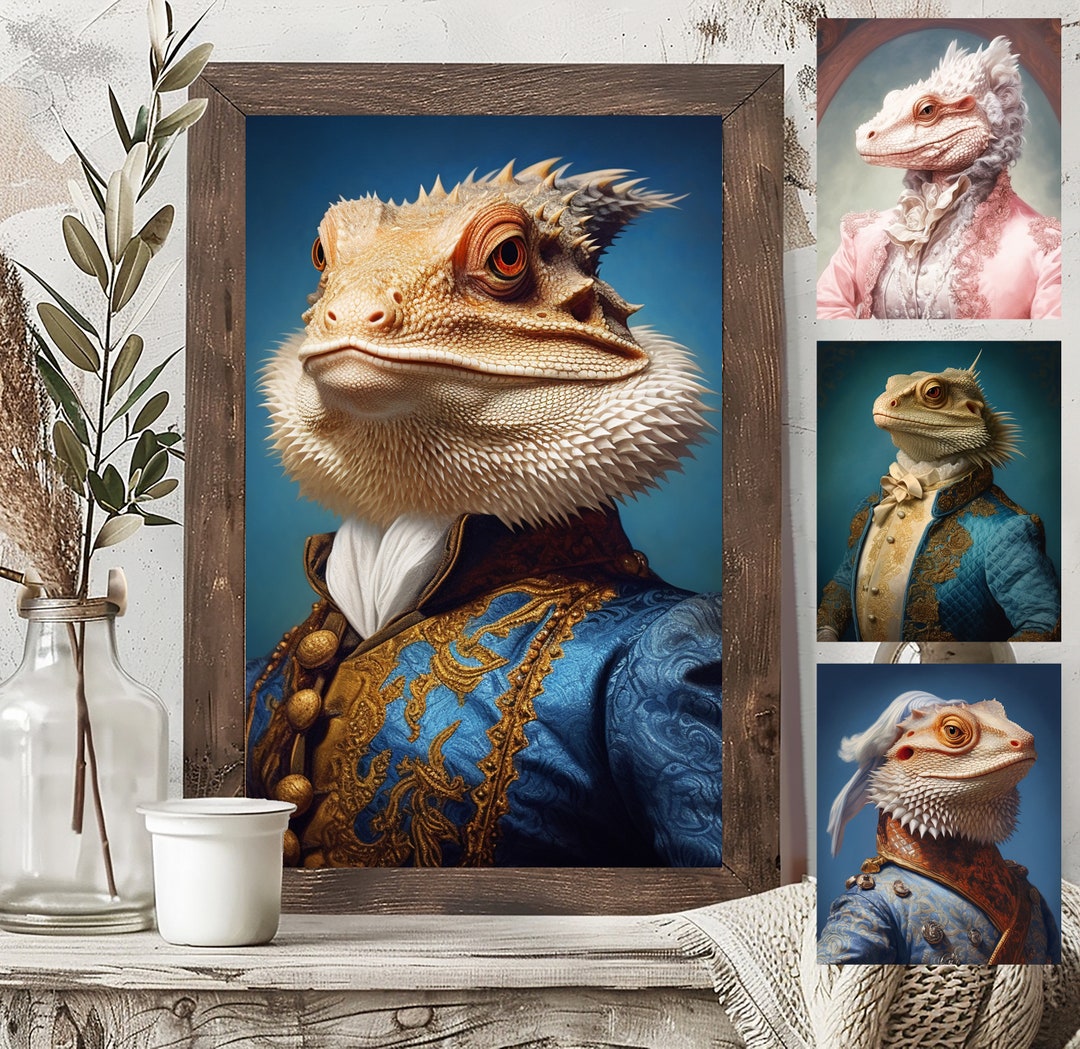 Custom Bearded Dragon Portrait, Parrot Portrait, Renaissance Pet ...