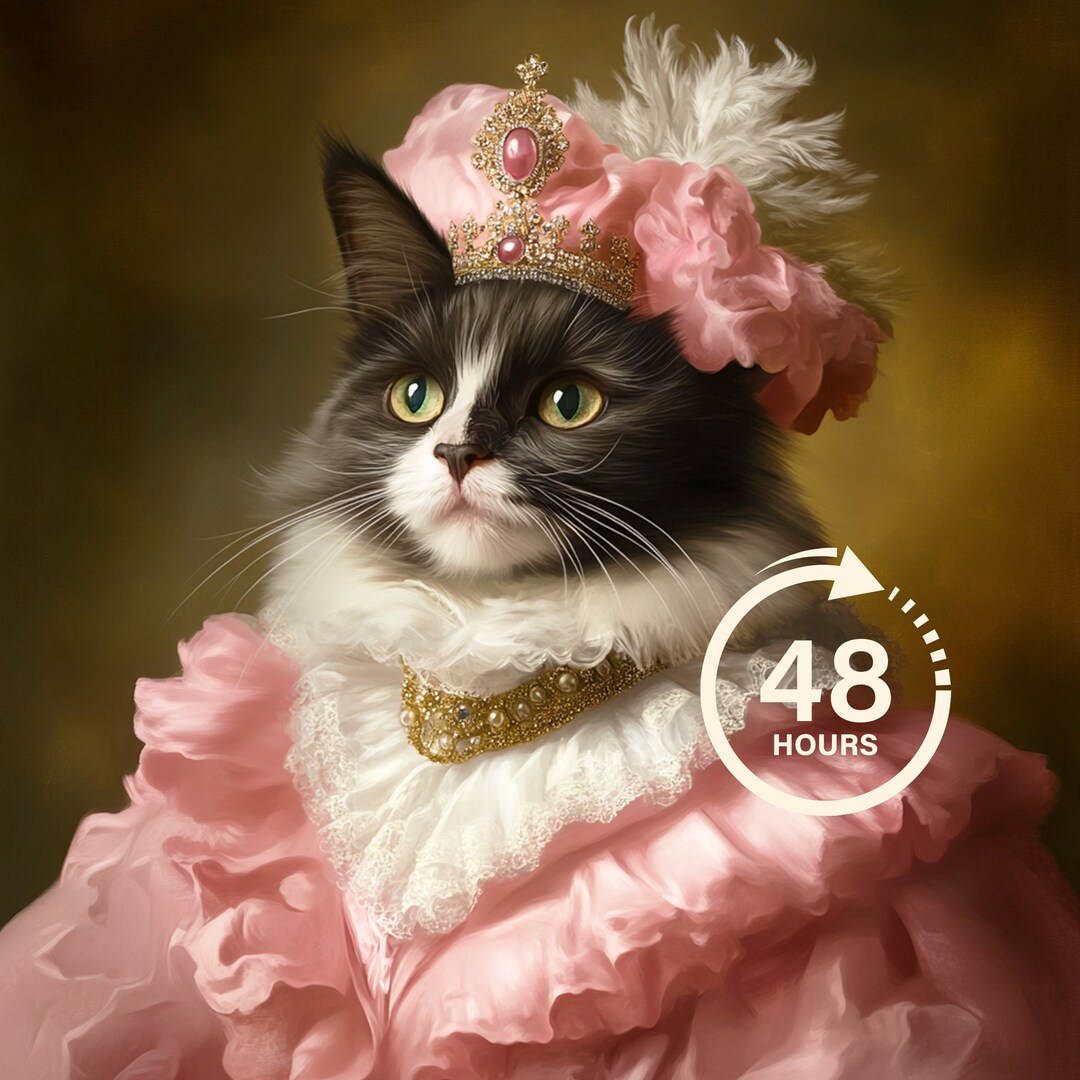 Custom Cat Queen Royal Portrait, Royal Dog Painting, Pet Lovers Gift ...