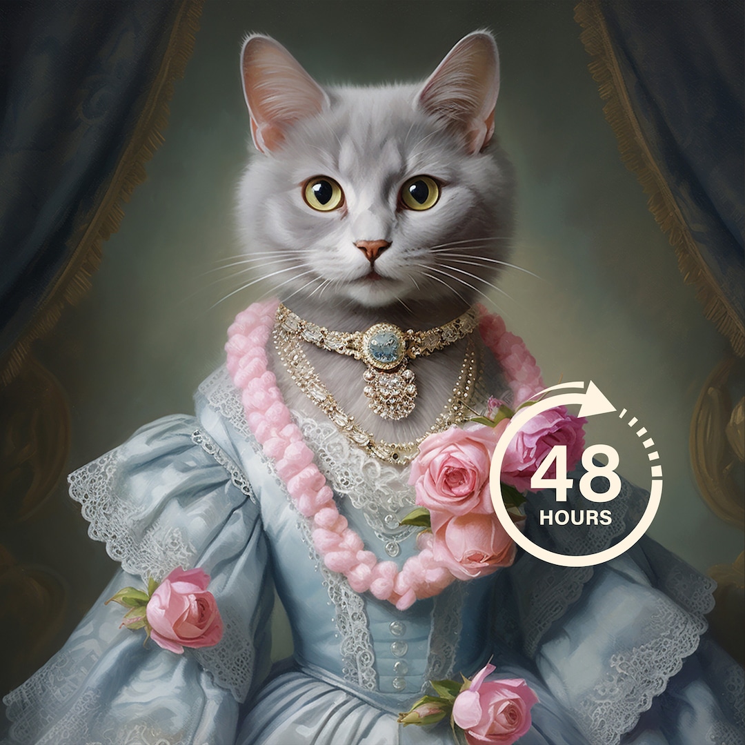 Custom Royal Cat Portrait, Renaissance Cat Painting, Pet Lovers Gift ...