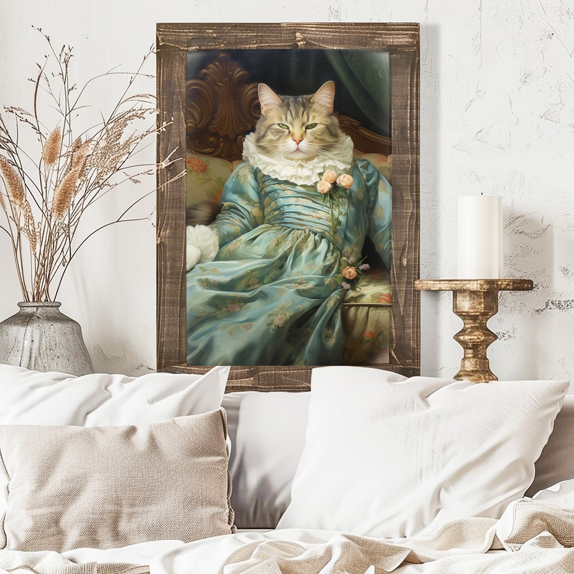Custom Lady Cat Portrait, Baroque Lady Cat Painting, Pet Lovers Gift ...
