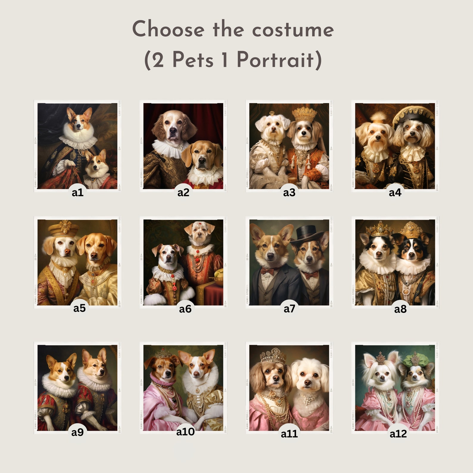 Custom Two Dog Portrait, Royal Dog Painting, Pet Lovers Gift, Royal ...