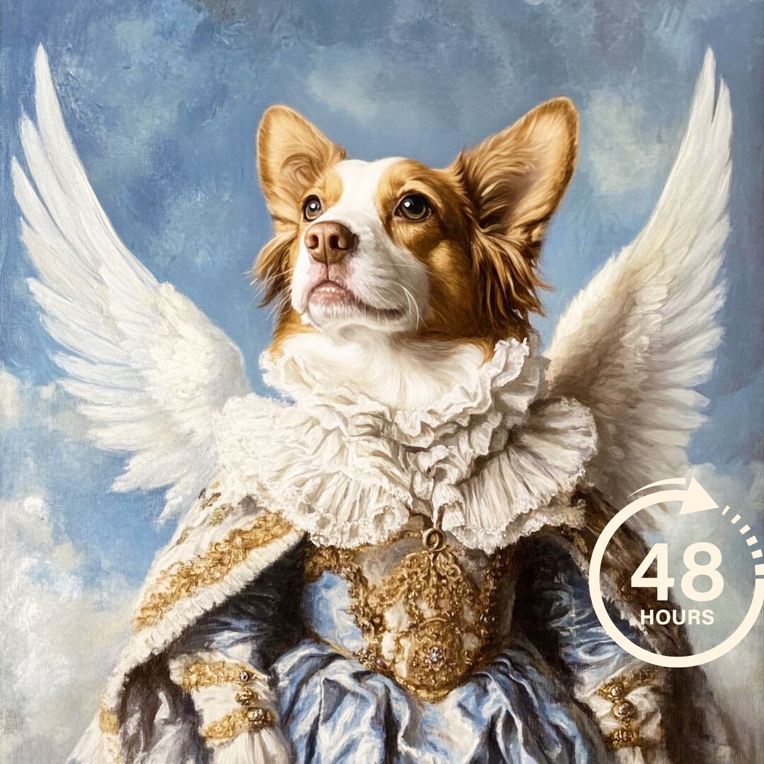 Custom Royal Pet Portrait Angel, Royal Dog Painting, Pet Lovers Gift ...