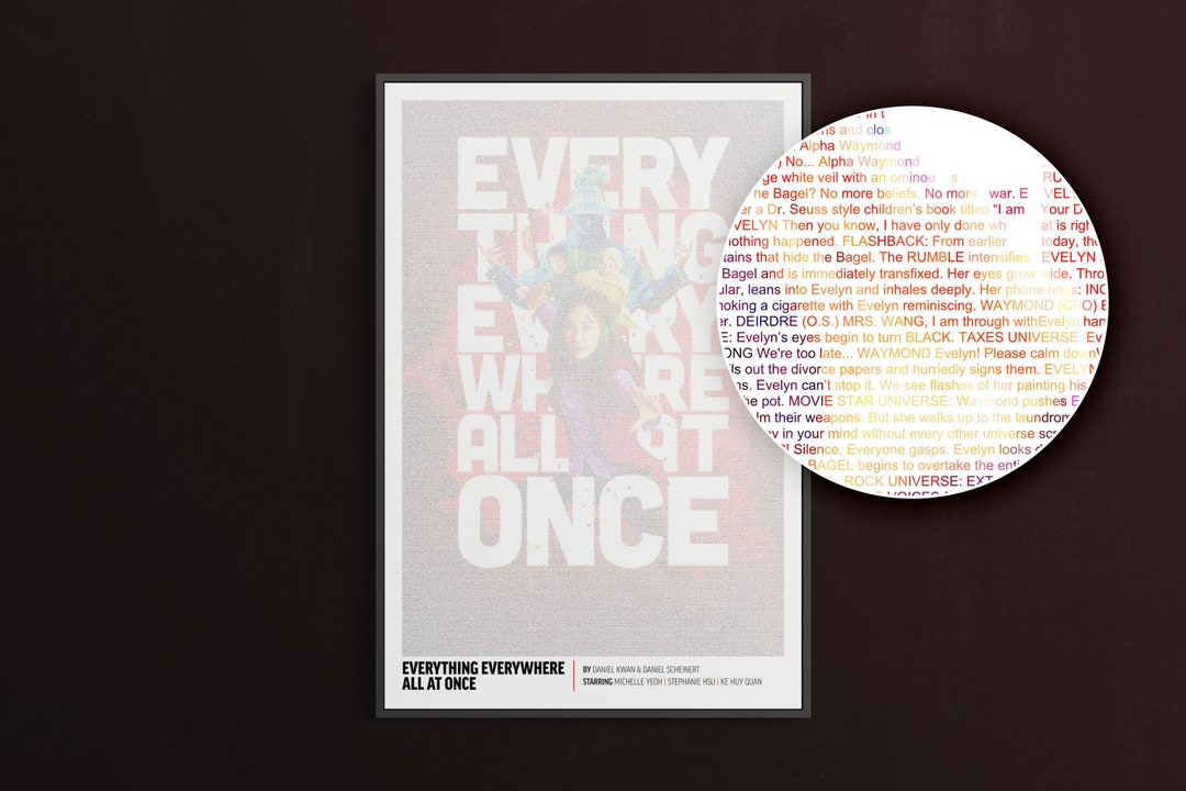Everything Everywhere All at Once Entire Script Poster Unique Film Art ...