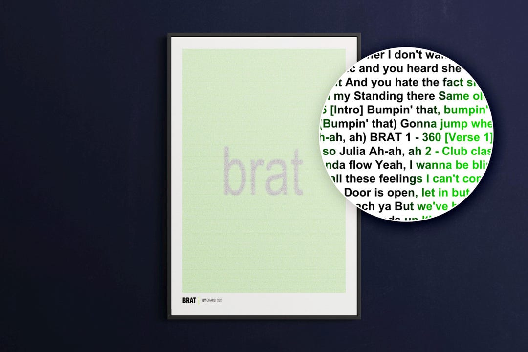 Brat Album Poster Full Lyrics as Art - Etsy