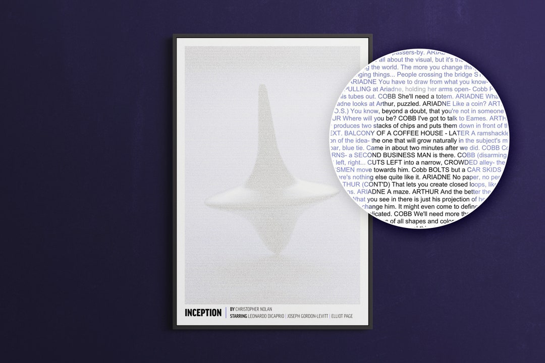 Inception Entire Script Poster Unique Film Poster - Etsy