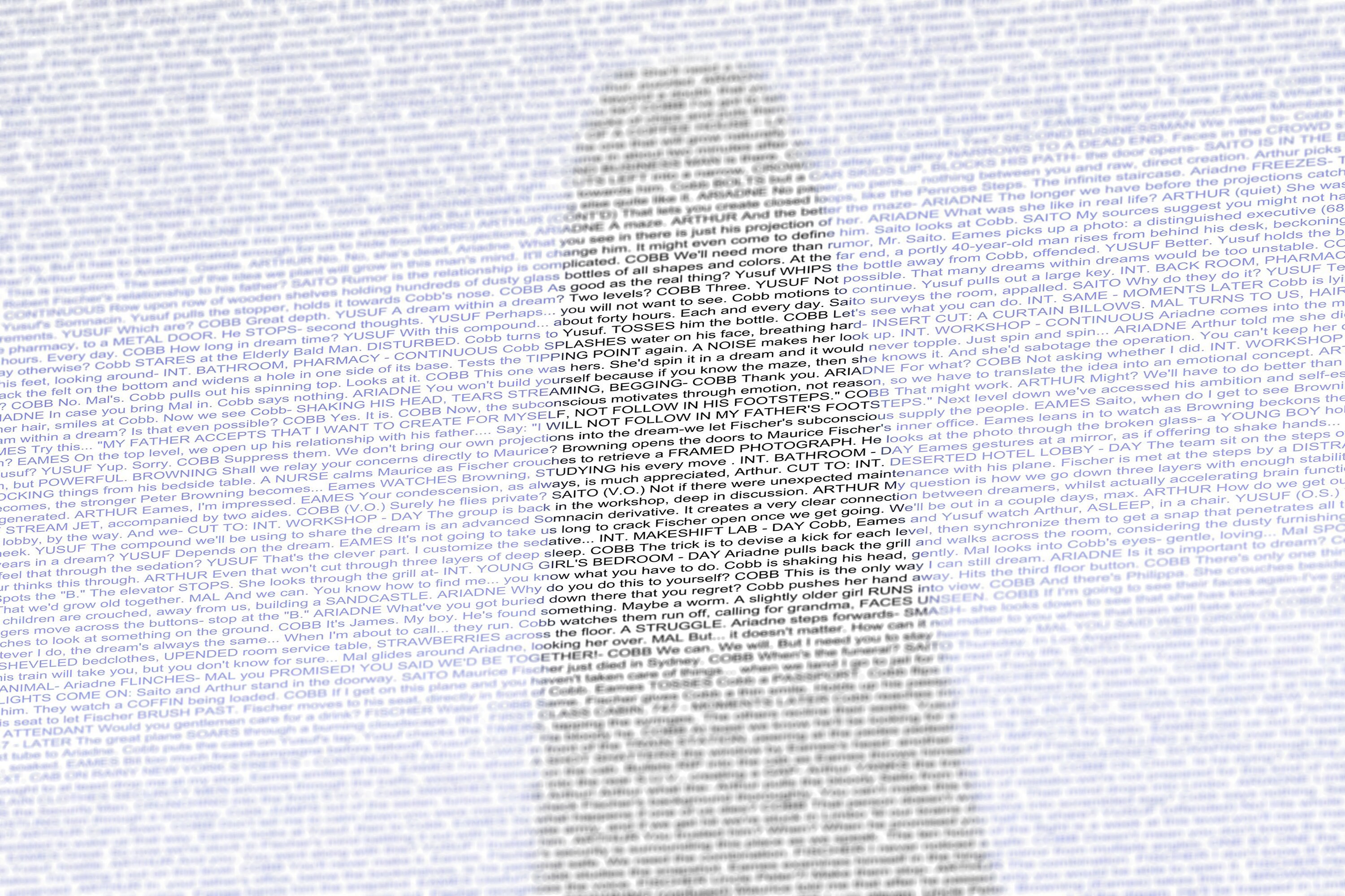 Inception Entire Script Poster Unique Film Poster - Etsy