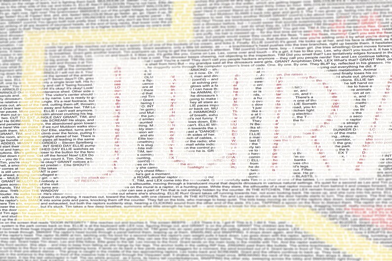 Jurassic Park Entire Script Poster Unique Film Poster - Etsy