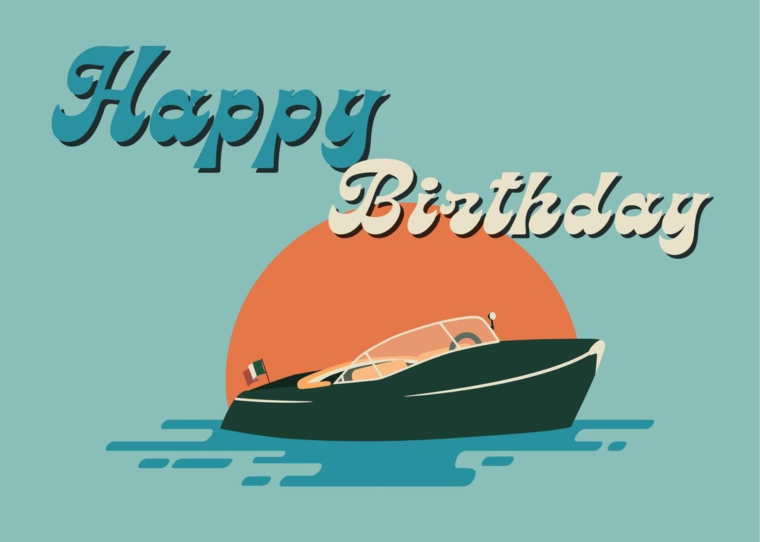 Boat Fishing Birthday Card Printable Digital Download for Him - Etsy