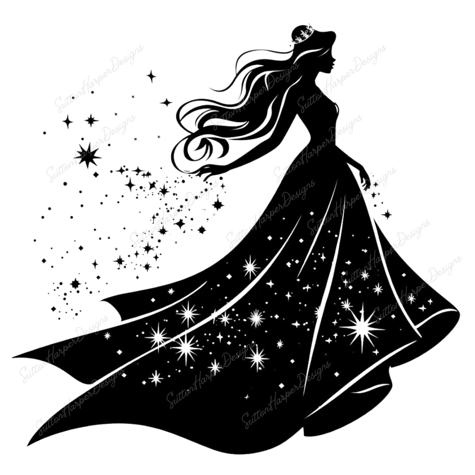 Fairytale Princess Magical PNG, Line Art Princess Png, Magic Fairytale ...