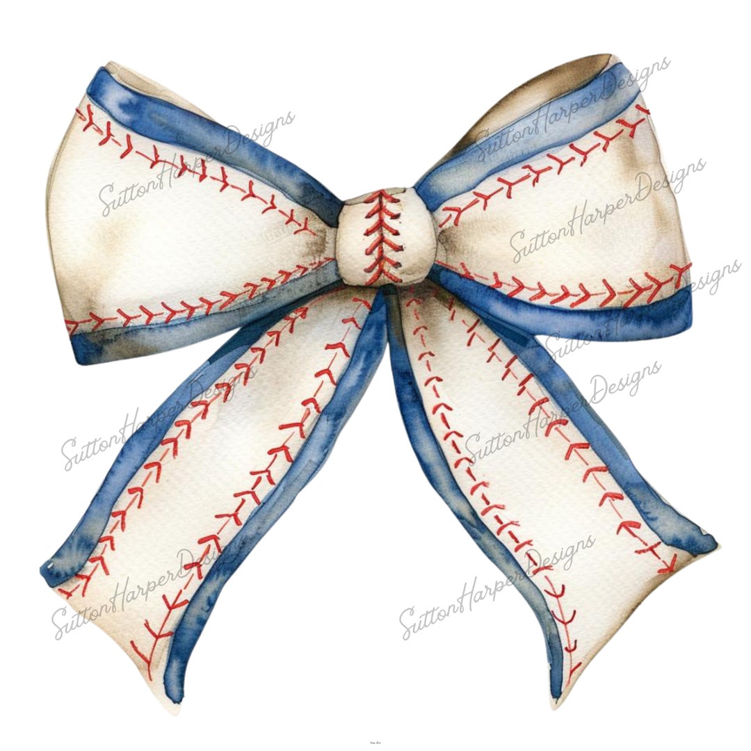 Baseball Bow Png Digital Illustration Clipart T Shirt Design, Coquette ...