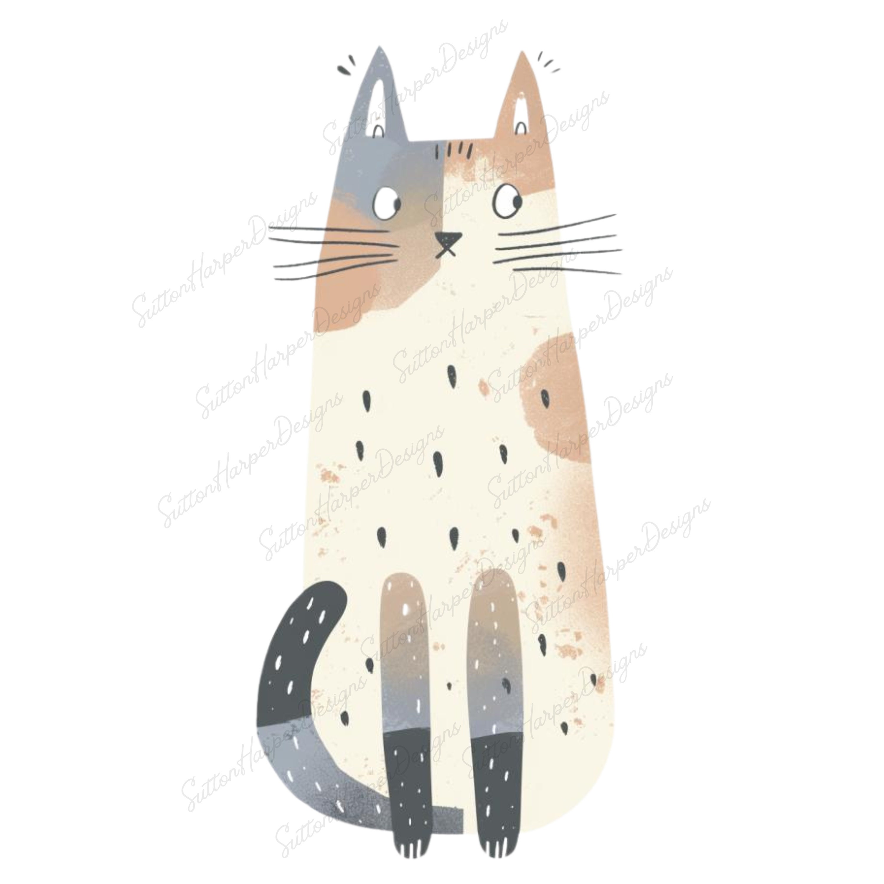 Cute Silly Cat Clipart Illustration PNG, Scaredy Cat PNG Digital ...