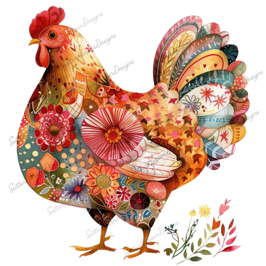 Colorful Chicken Png, Beautiful Chicken Png, Chicken Lover Png, Trendy ...
