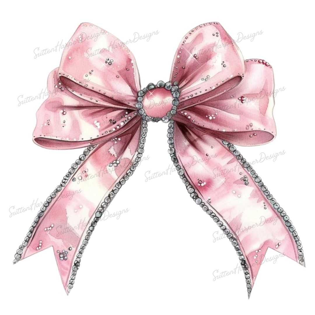 Pink Coquette Ribbon Bow Watercolor Illustration PNG T Shirt Design ...