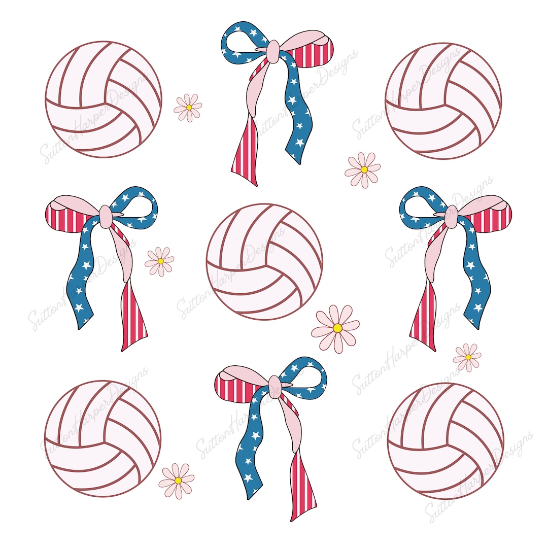 American 4th of July Volleyball Coquette Ribbon PNG T Shirt Design ...