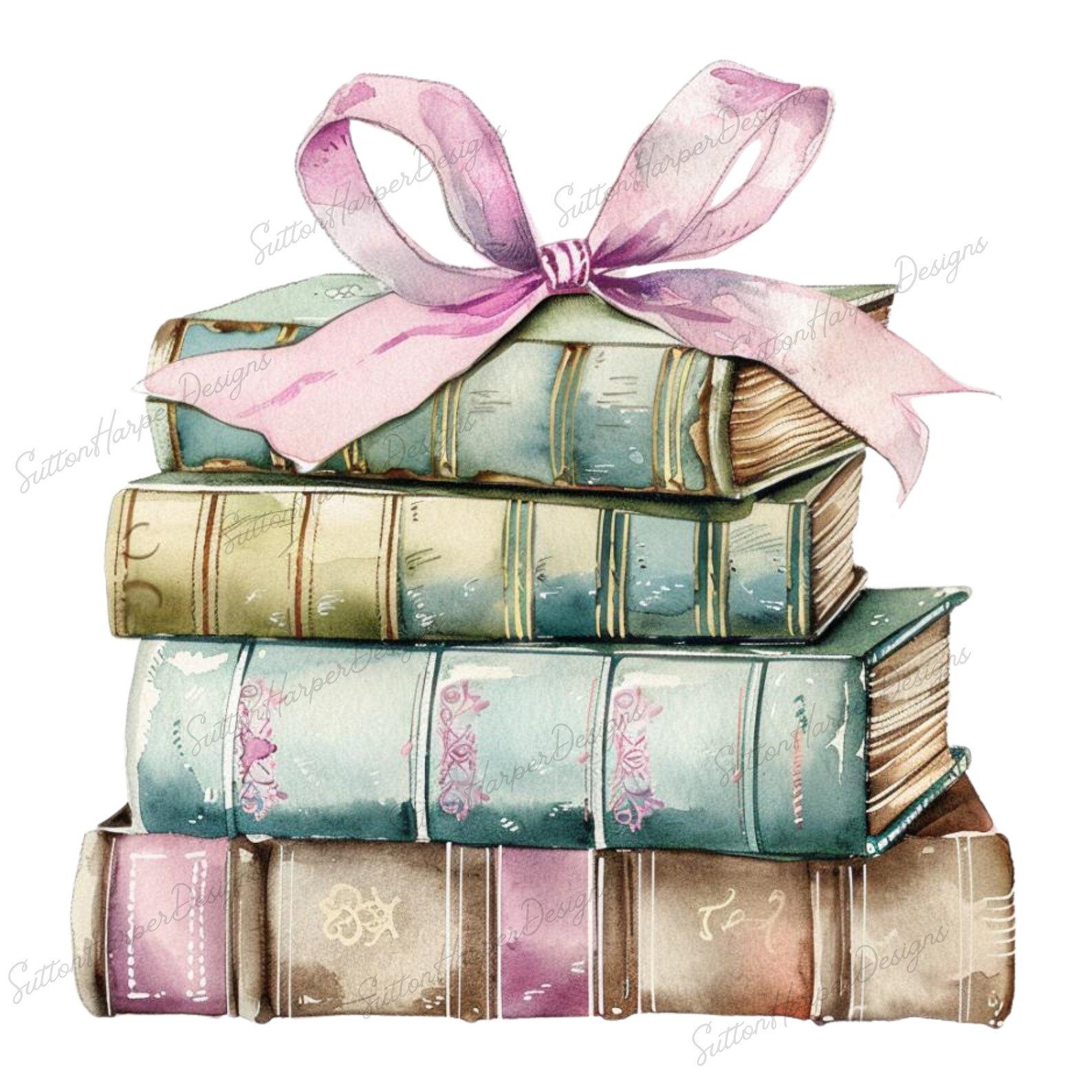 Coquette Stack of Books With Pink Ribbon PNG, Coquette Books PNG, Pink ...