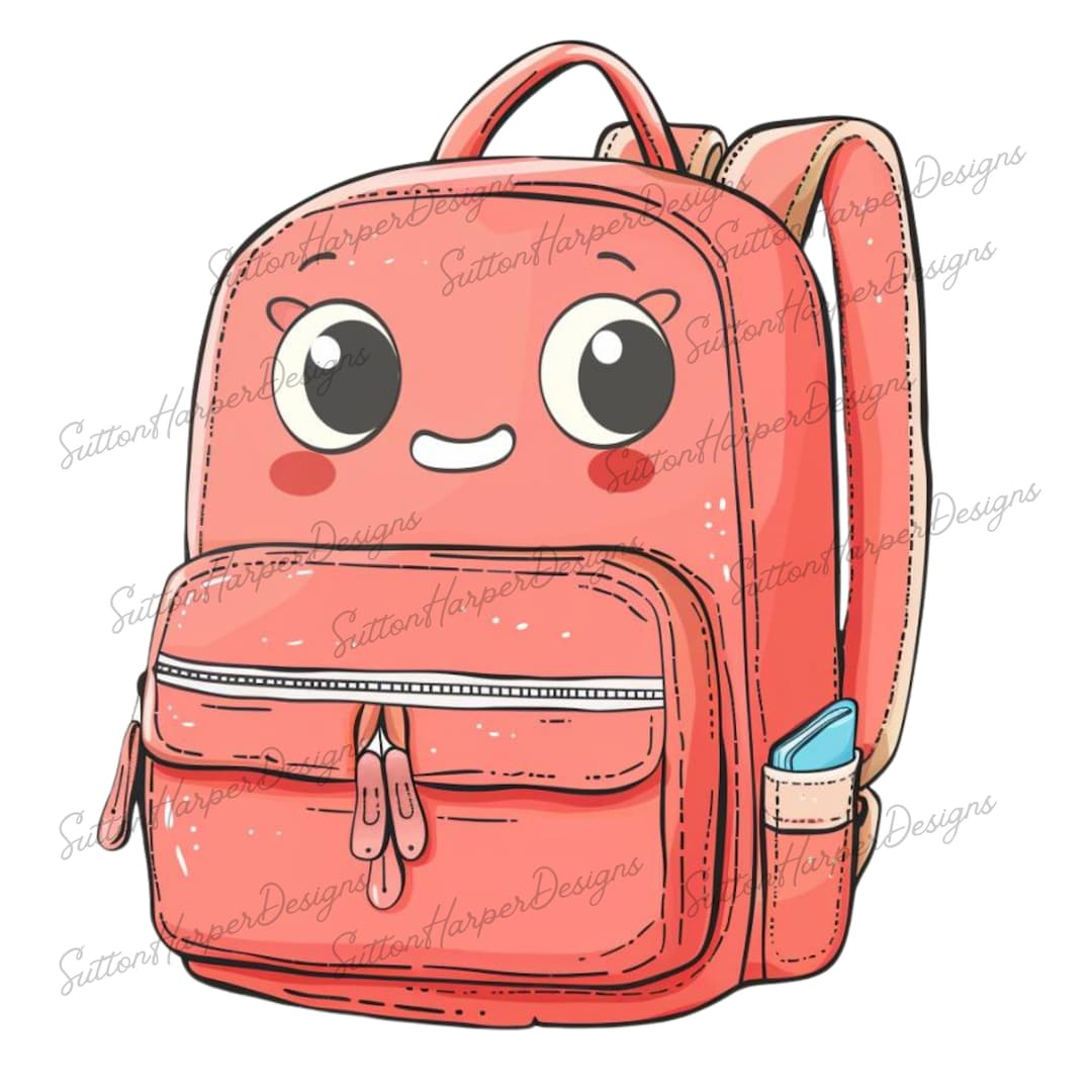 Red Backpack Kawaii Cartoon Clipart PNG Illustration, Cute Kawaii ...