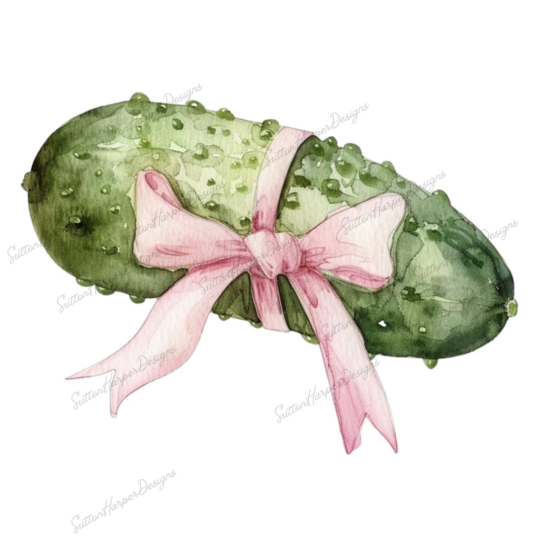 Coquette Pink Ribbon Pickle PNG, Pickle With Pink Ribbon PNG, Trending ...