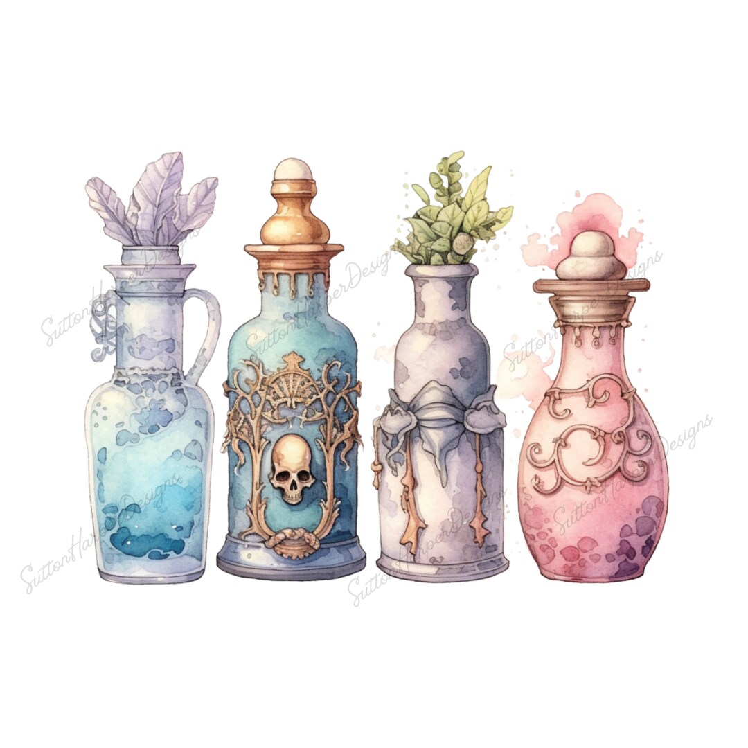 Spooky Halloween Potion Bottles PNG, Boho Style Cottagecore Whimisgoth ...