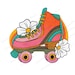 Retro 70s Rollerskate Clipart Illustration Slightly Distressed Texture ...