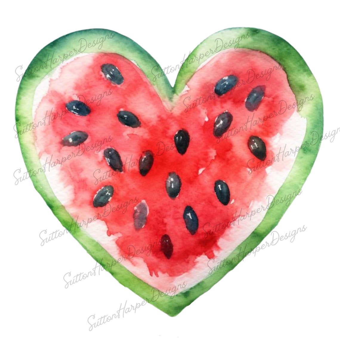 Watermelon Shaped as a Heart PNG Illustration Clipart, Cute Heart ...