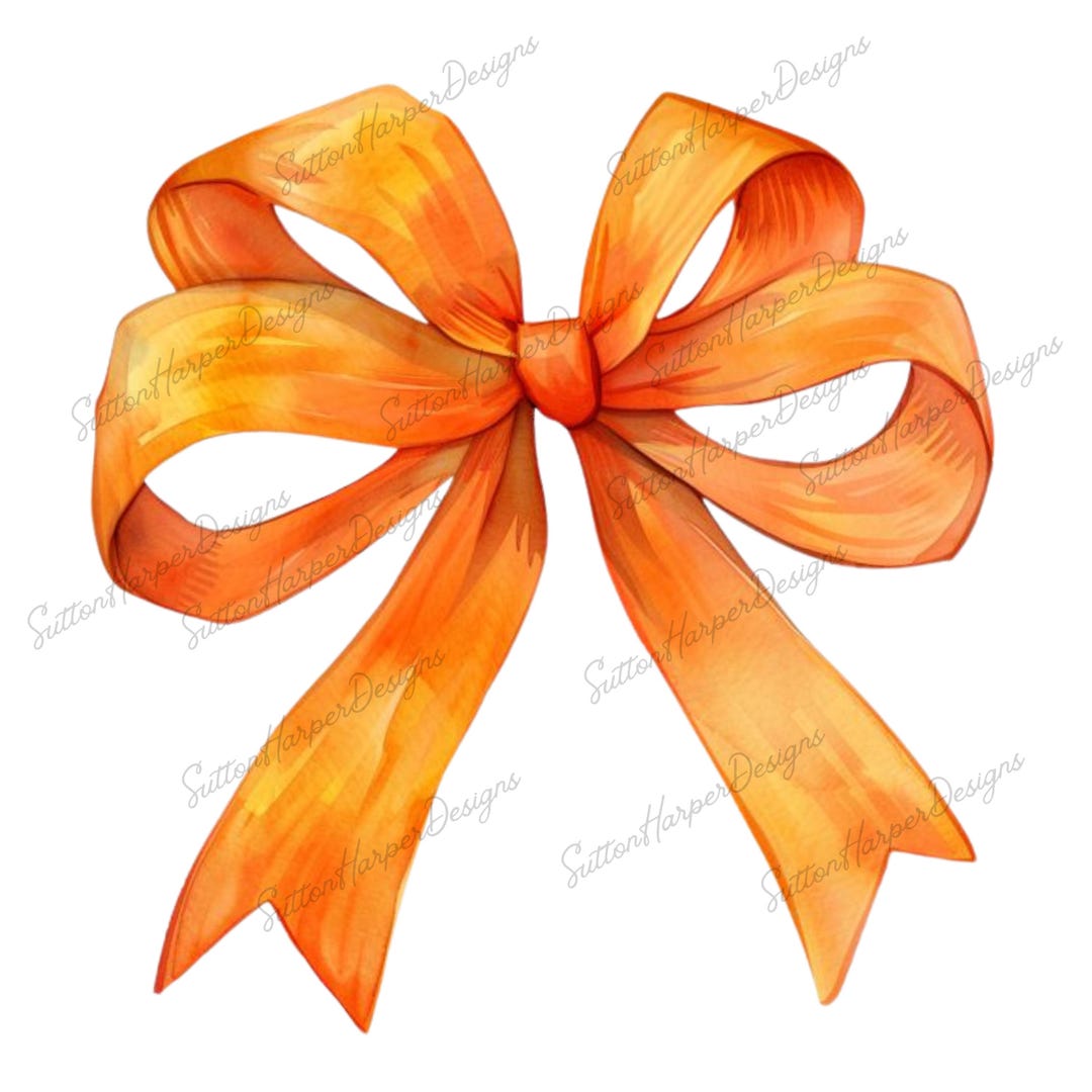 Orange Bow Illustration PNG, Orange Bow Png, Orange Ribbon Tied Into ...