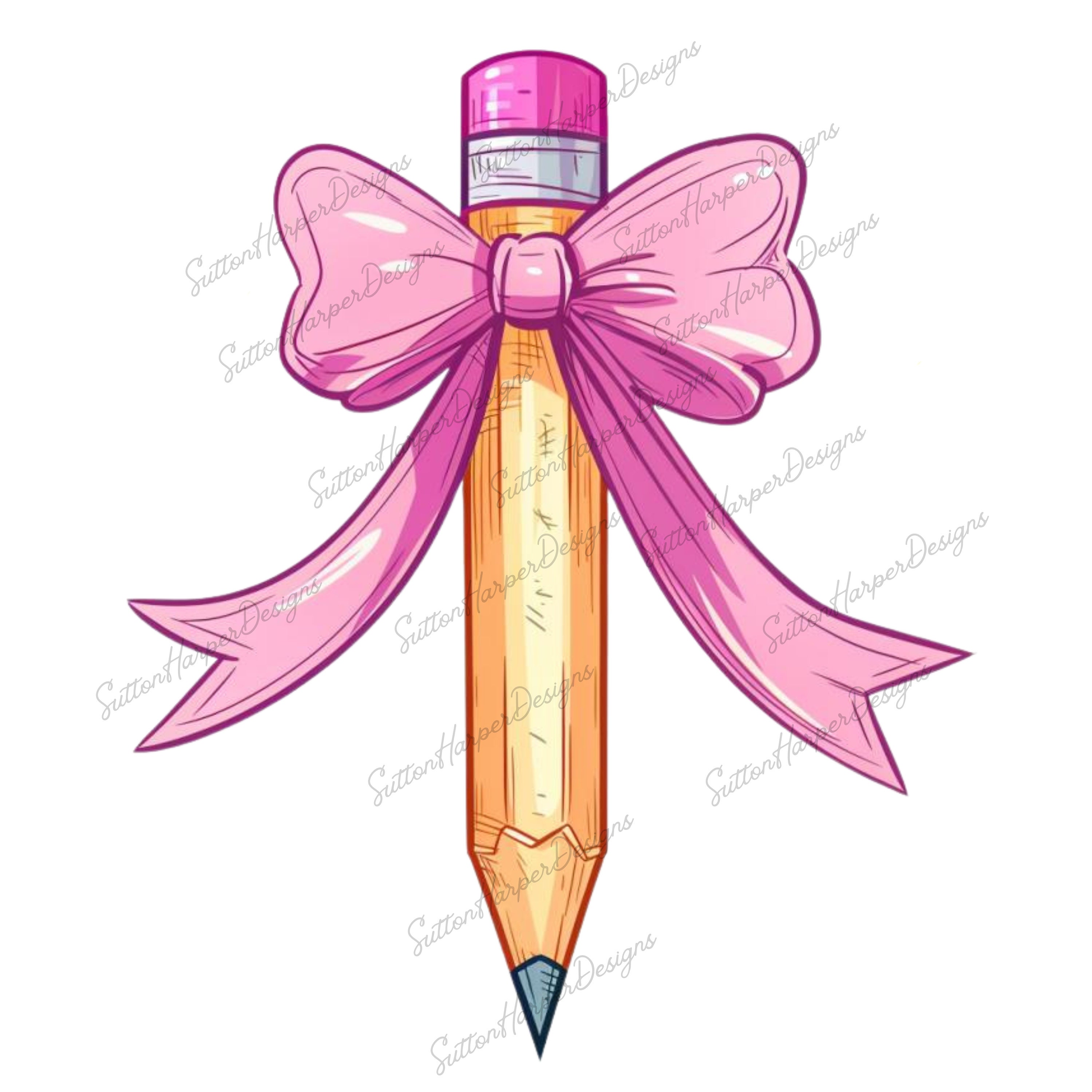 Kawaii Coquette Pencil With Pink Bow PNG Illustration Clipart, Cute ...