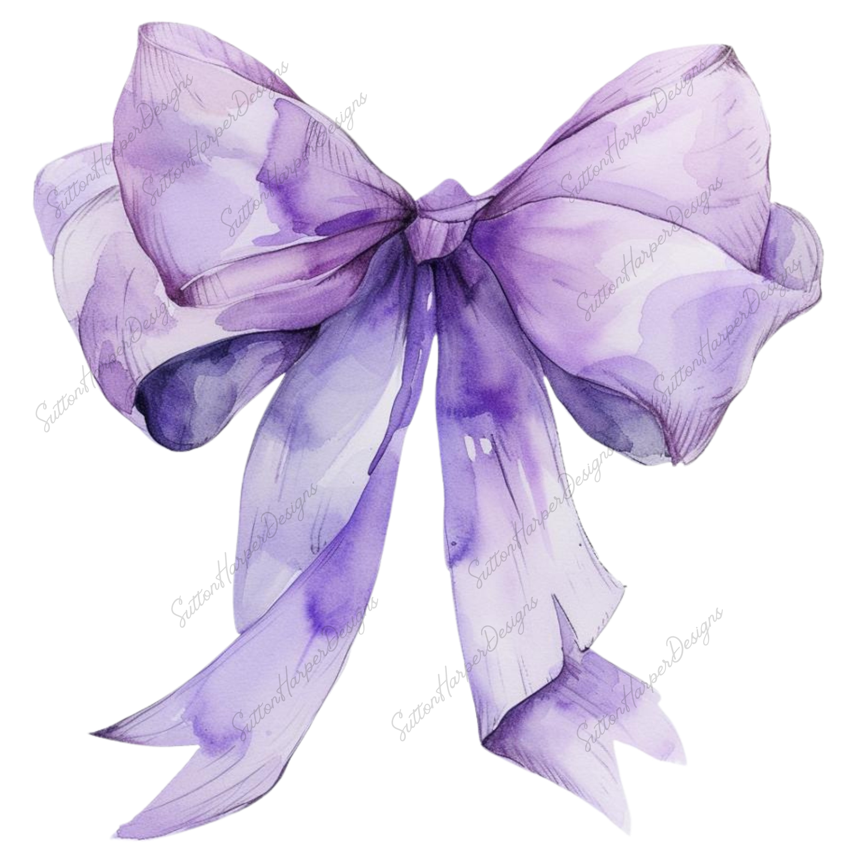 Beautiful Pastel Purple Coquette Bow PNG Watercolor Illustration ...