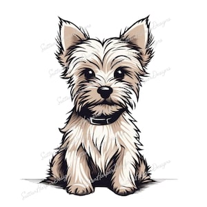 Yorkie Cartoon Illustration Design PNG, Yorkie Clipart Illustration ...