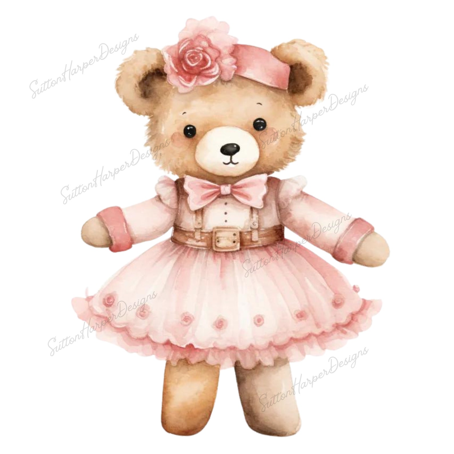 Cottage Core Pink Bear PNG, Cottagecore PNG, Bearcore PNG, Pink Teddy ...