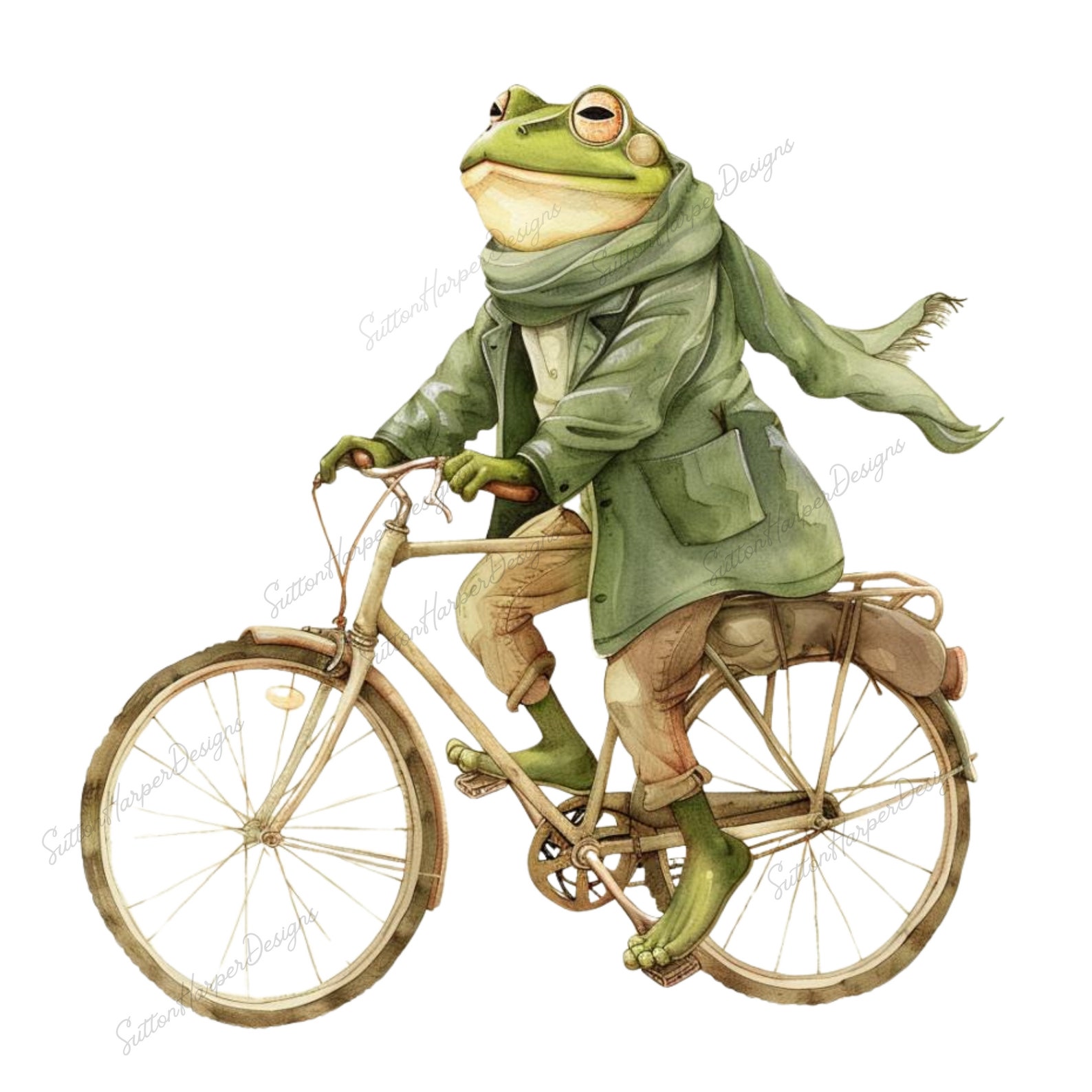 Cottagecore Frog on Bicycle Png Digital Illustration, Cottagecore Png ...