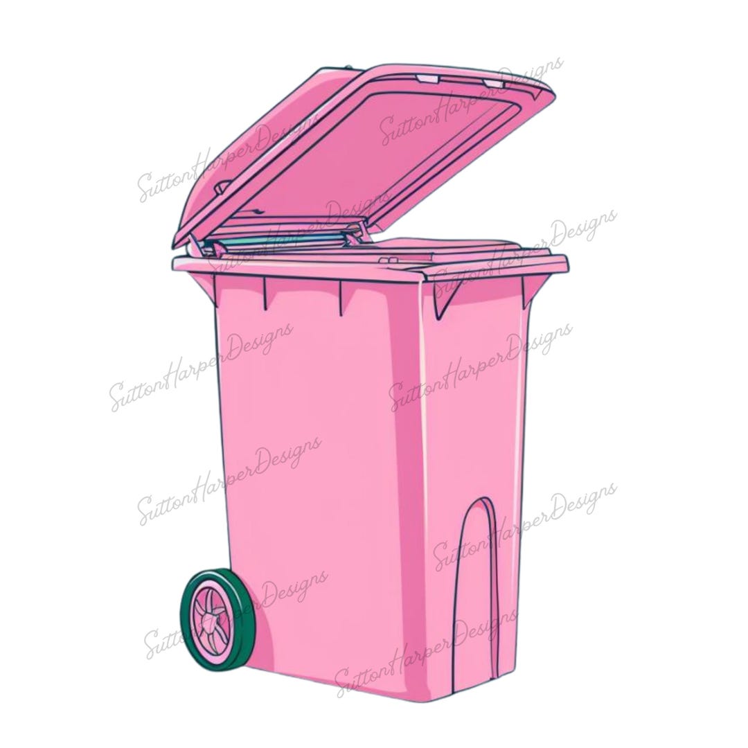 Pink Garbage Bin Cartoon Illustration PNG, Pink Dumpster Png, Pink ...
