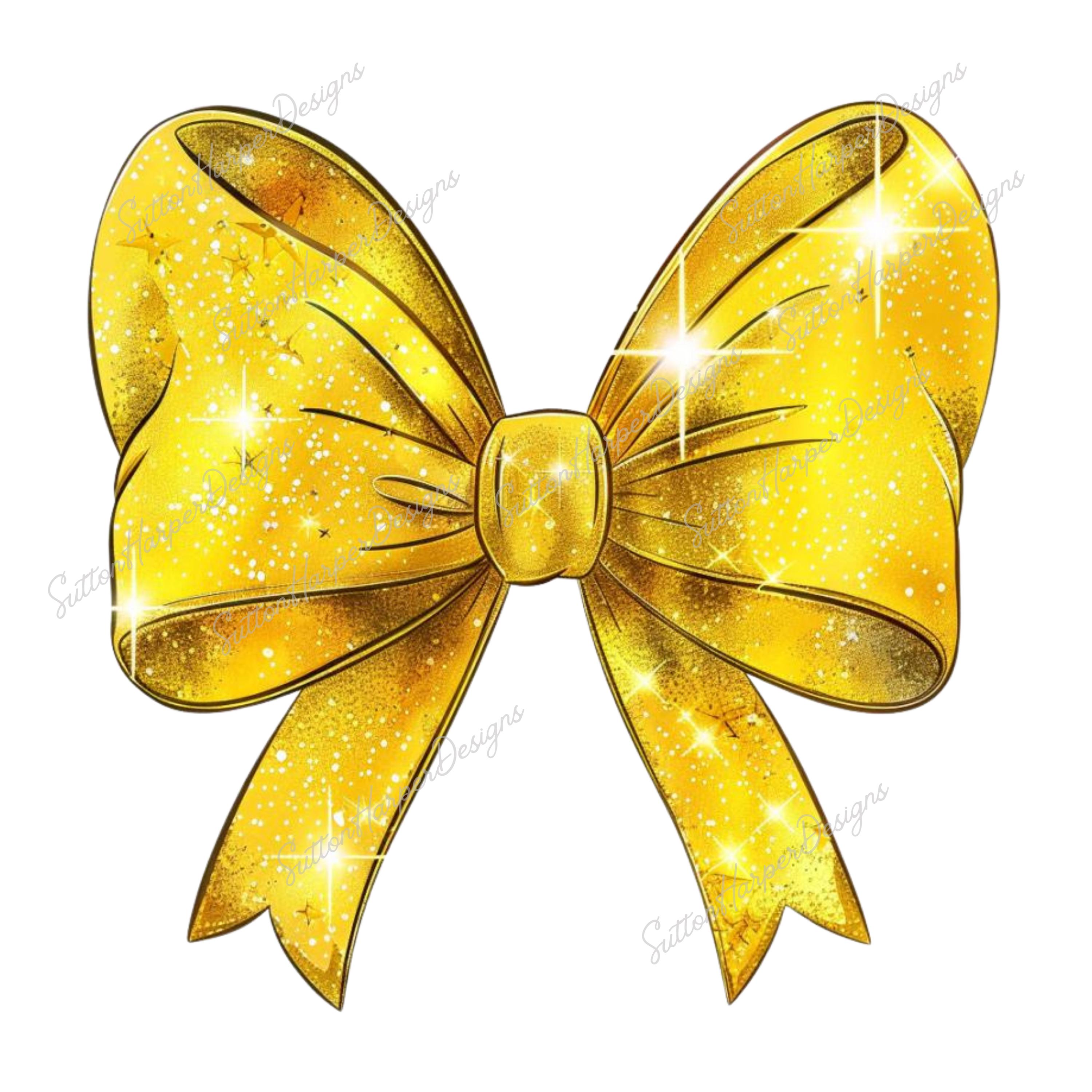 Yellow Sparkly Bow PNG, Yellow Sparkly Ribbon Bow Png Clipart ...