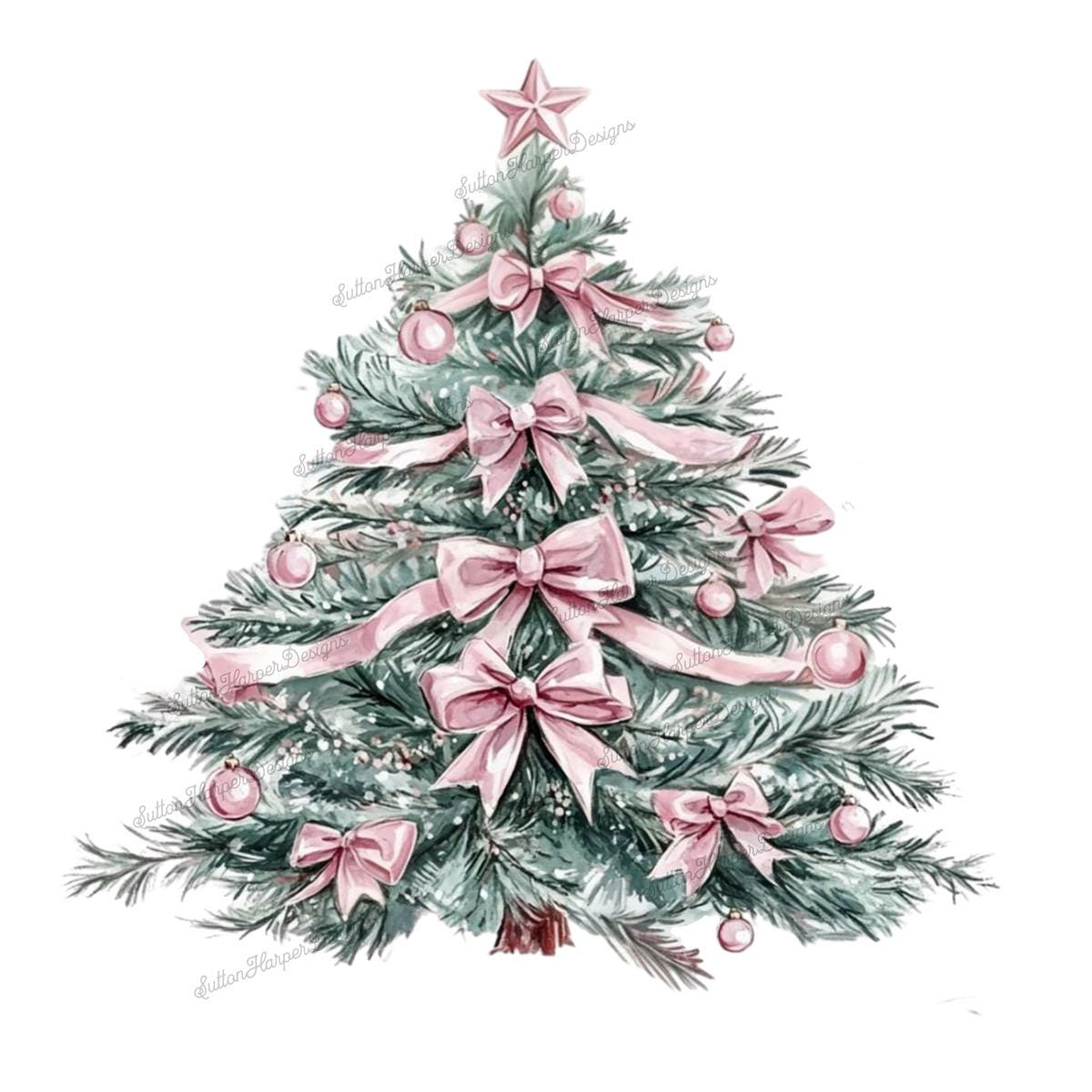 Pink Bows Coquette Christmas Tree, Pink Christmas Tree Png, Coquette ...