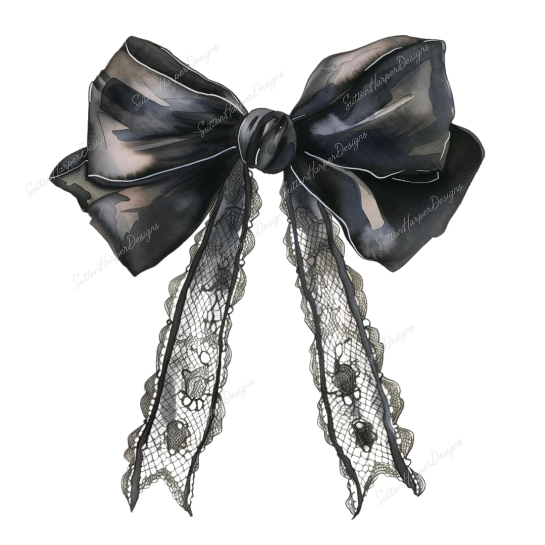 Schwarze Spitze Kokette Schleife PNG design, Schwarze Halloween Schleife png, Dunkle Kokette ...