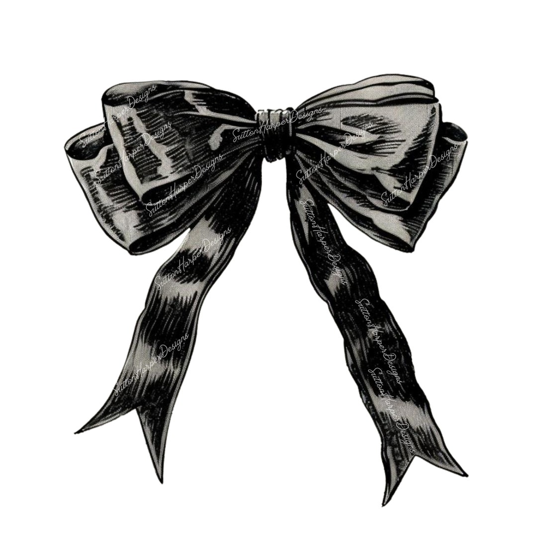Dark Coquette Vintage Black Ribbon Bow PNG Digital Download ...