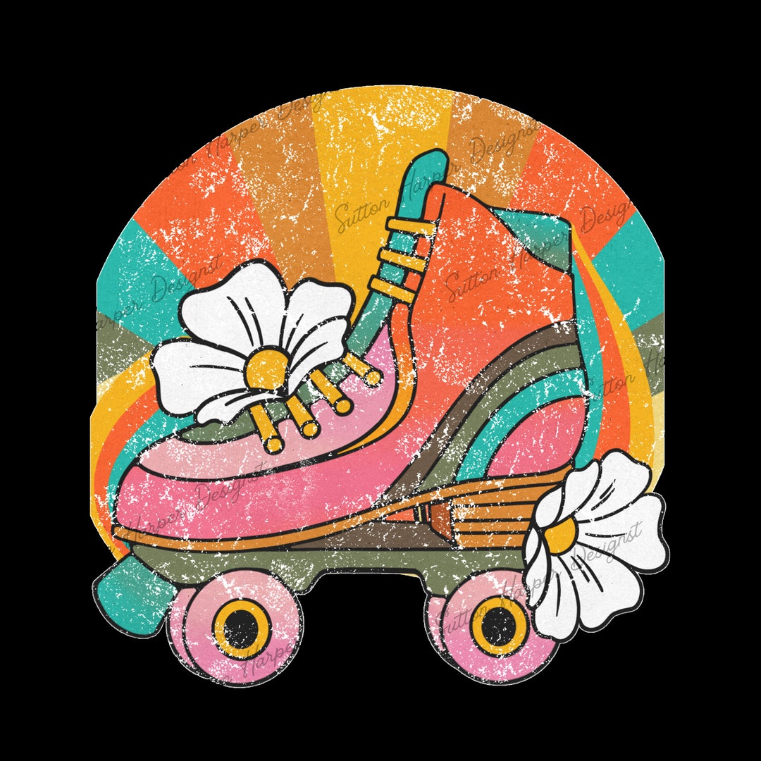 Retro Roller Skate PNG, Distressed Roller Skate, Hippie Roller Skate ...