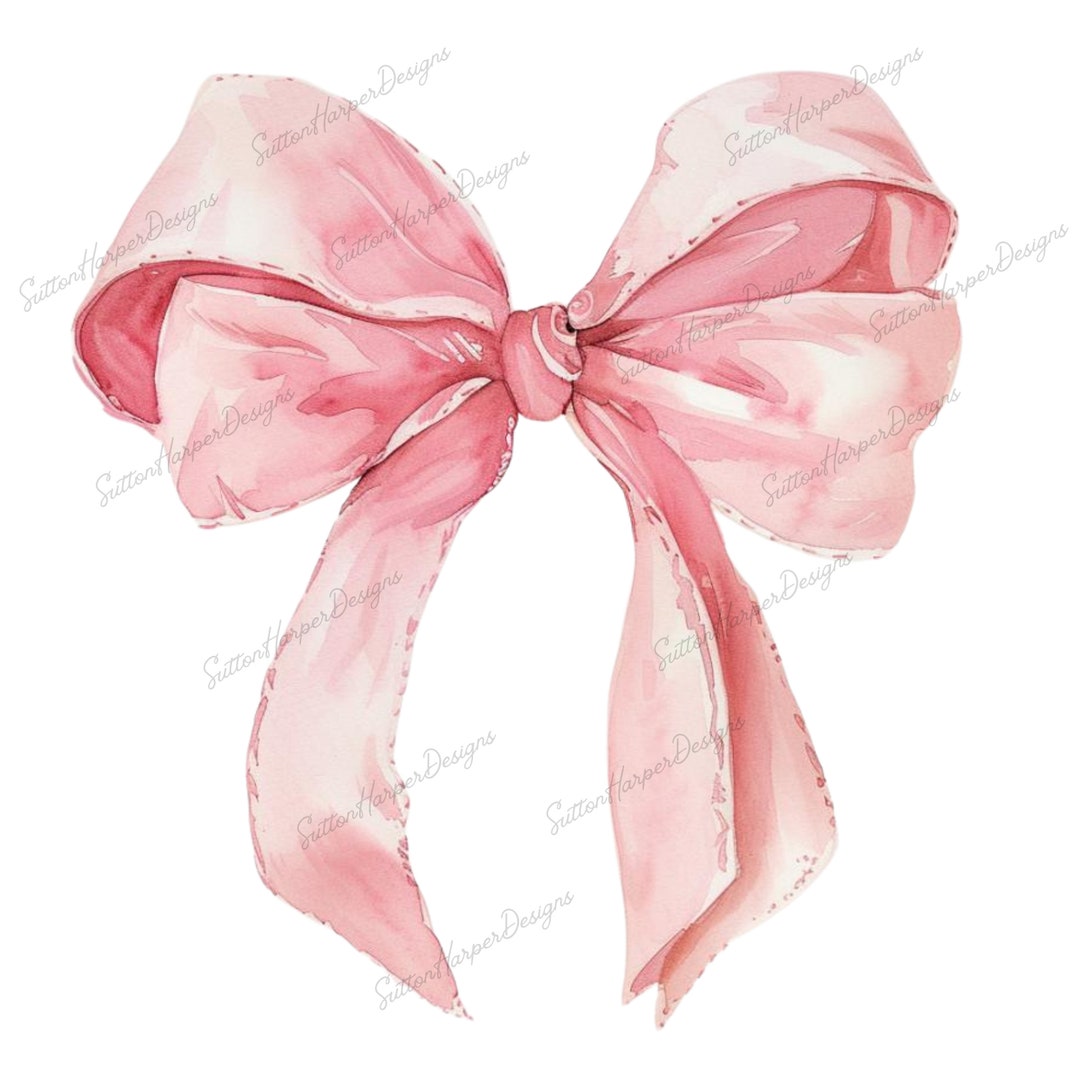 Pastel Pink Watercolor Bow Illustration Coquette PNG, Pink Bow Png ...