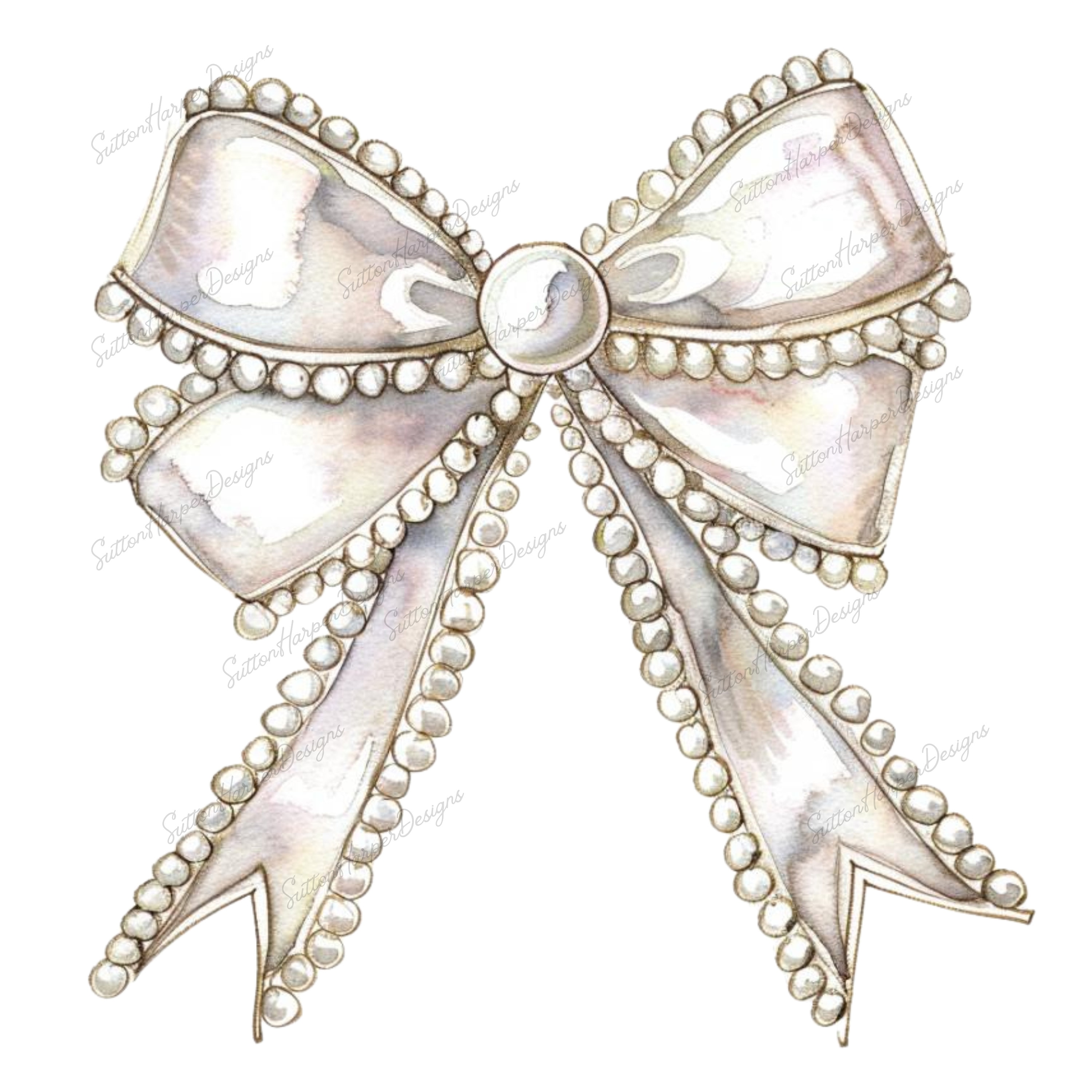 Beautiful Pearl Ribbon Bow Coquette PNG, Pearl Bow PNG, Coquette Bow ...
