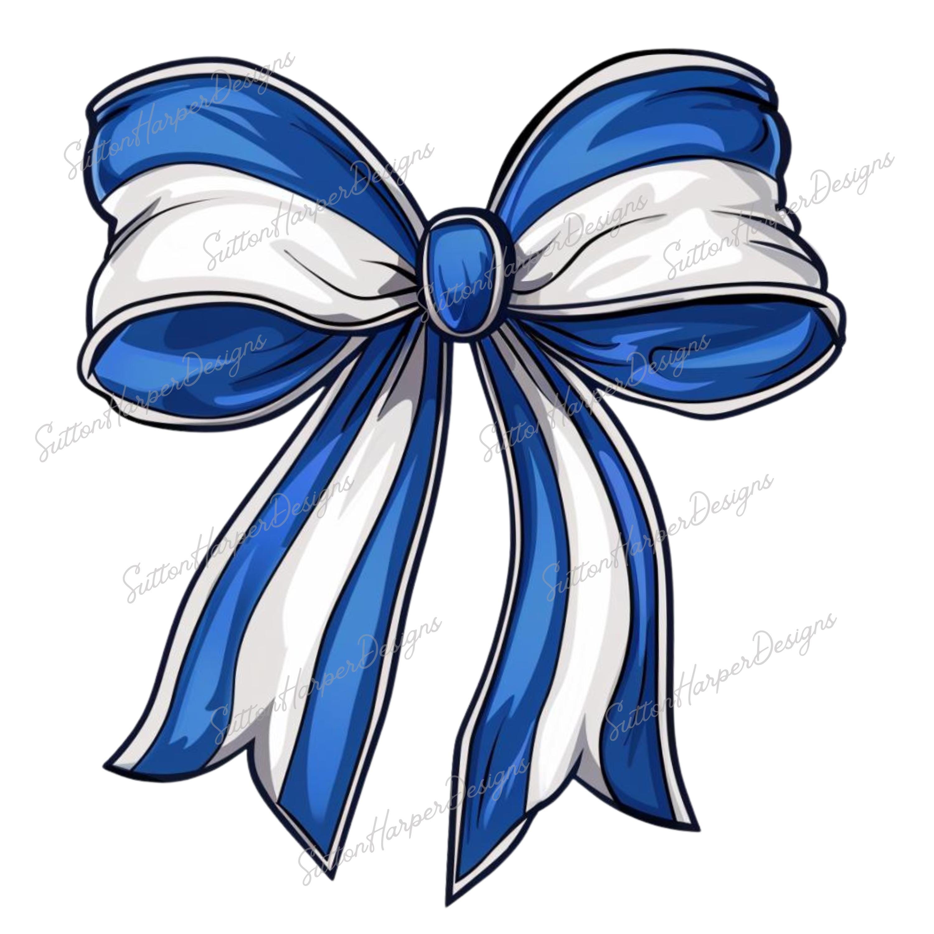 Royal Blue and White Ribbon Bow Cartoon PNG, Blue and White Bow Png ...
