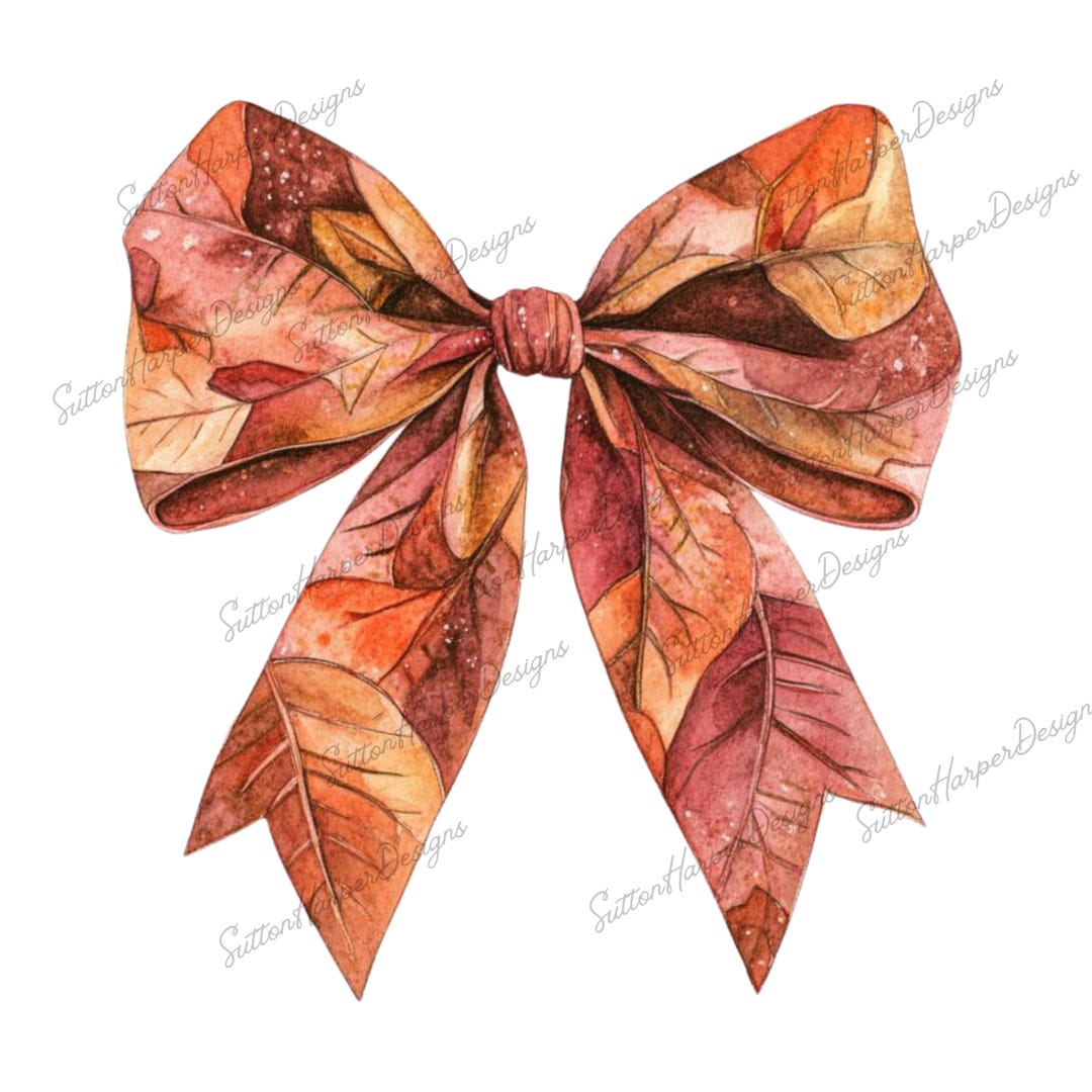 Watercolor Autumn Bow Clipart, Fall Graphics, Coquette Bow Png, Orange ...