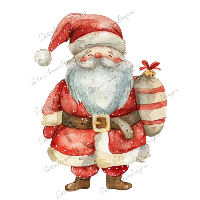 Watercolor Santa Claus Illustration PNG, Cute Santa Clause Png, Trendy ...