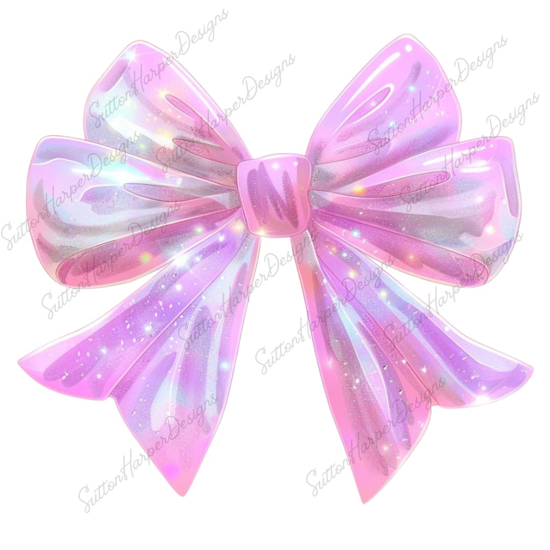 Pink Purple Iridescent Sparkly Kawaii Anime Bow PNG, Iridescent Ribbon ...