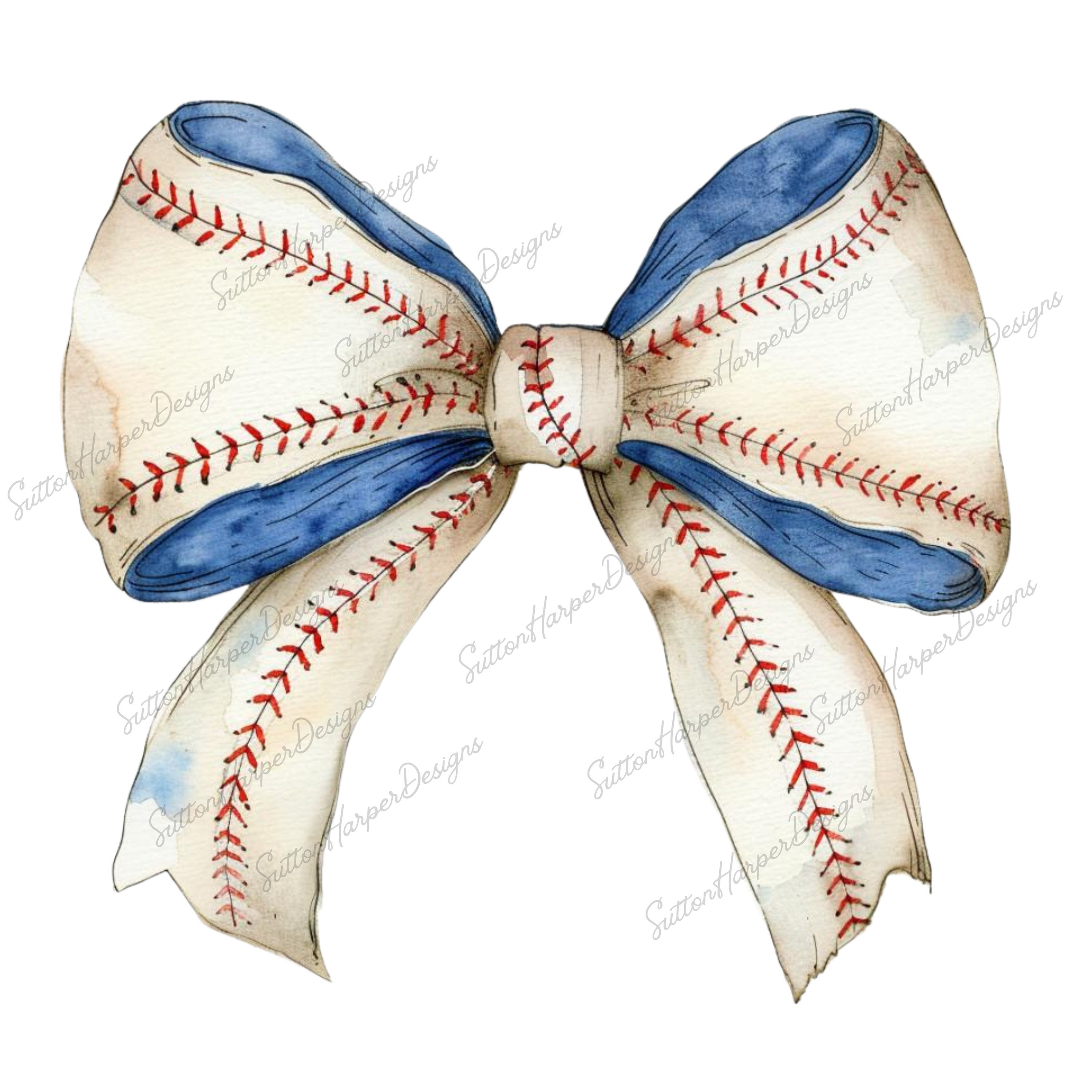 Coquette Baseball Bow Png Digital Illustration Clipart Download ...