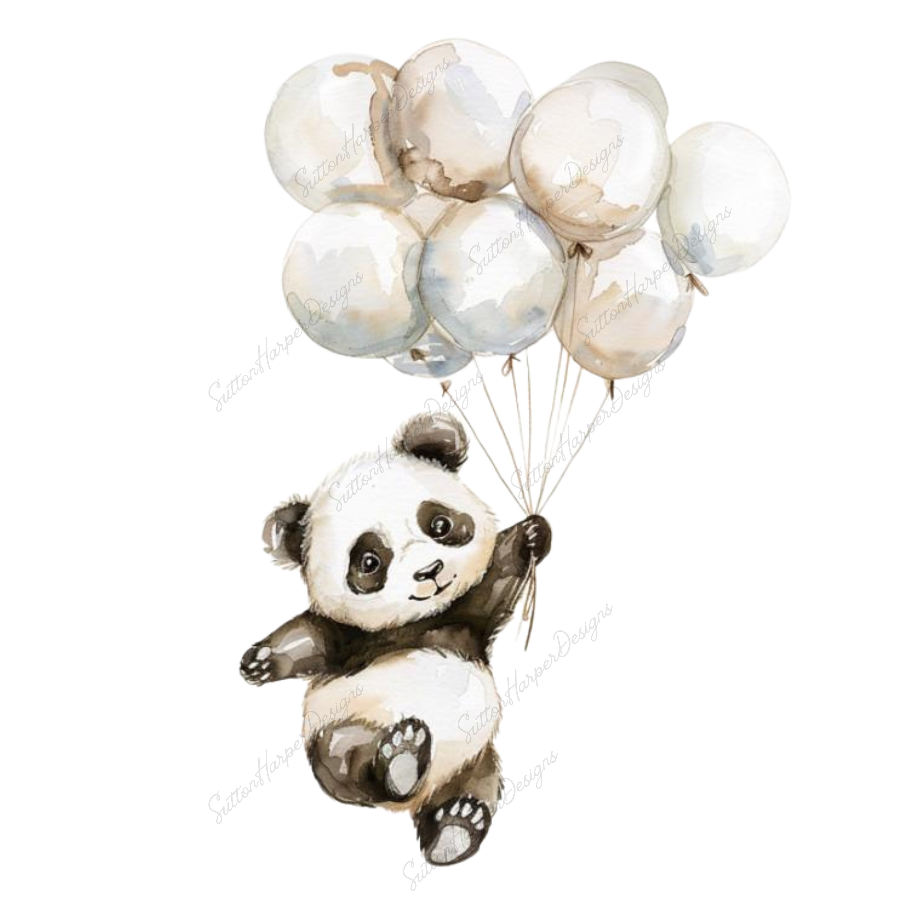 Baby Panda With Balloons Illustration Nursery PNG, Baby Panda Bear ...