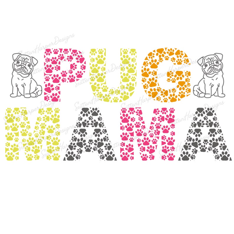 Pug Mama PNG Digital Download, Pug Mom Dog Owner Illustration Clipart ...