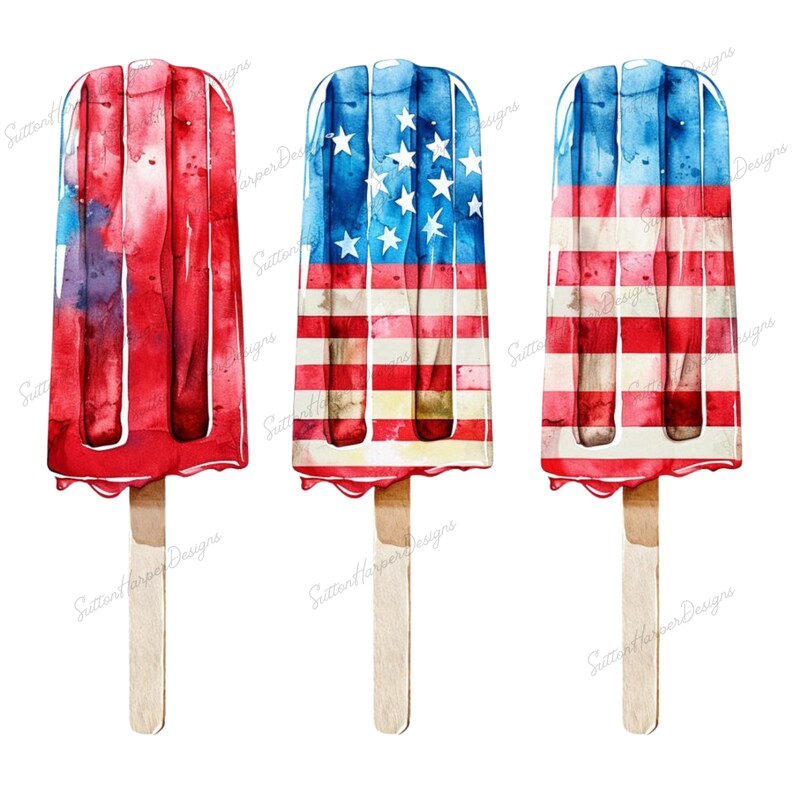 American Flag Red White & Blue Popsicles Illustration T Shirt Design ...