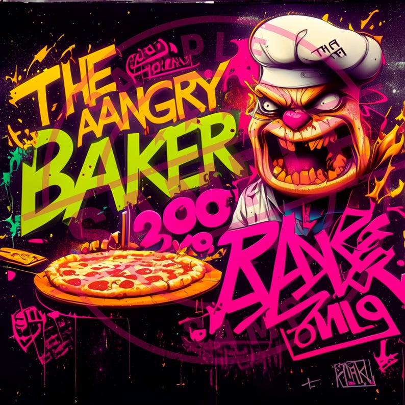 1 PNG File| Black Background Image| Angry Baker Character | Digital ...